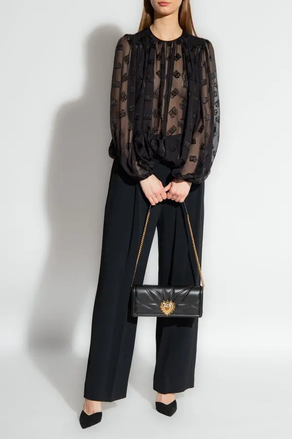 Dolce & Gabbana Logo Jacquard Semi-sheer Blouse