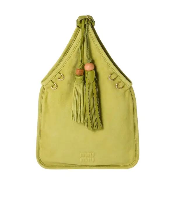 Miu Miu Suede Handbag With Tassels - Evergreen