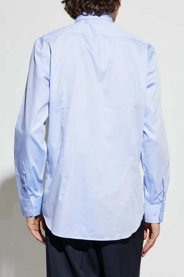 Etro Logo Embroidered Long-sleeved Shirt - Light Blue