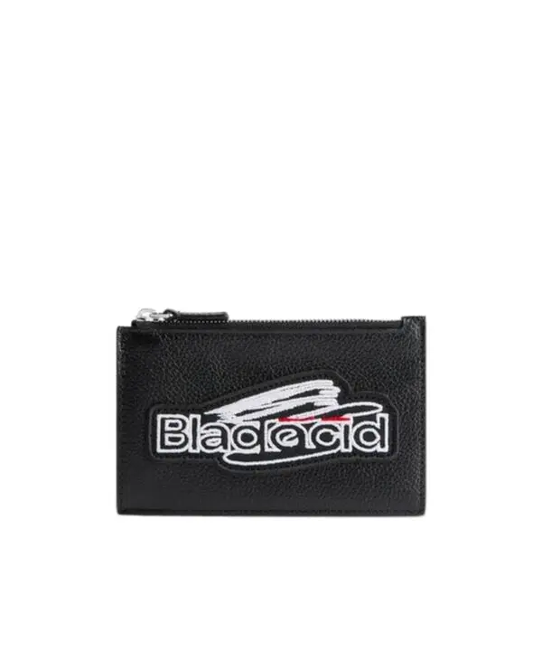Balenciaga Logo Patch Zipped Card Holder - Black