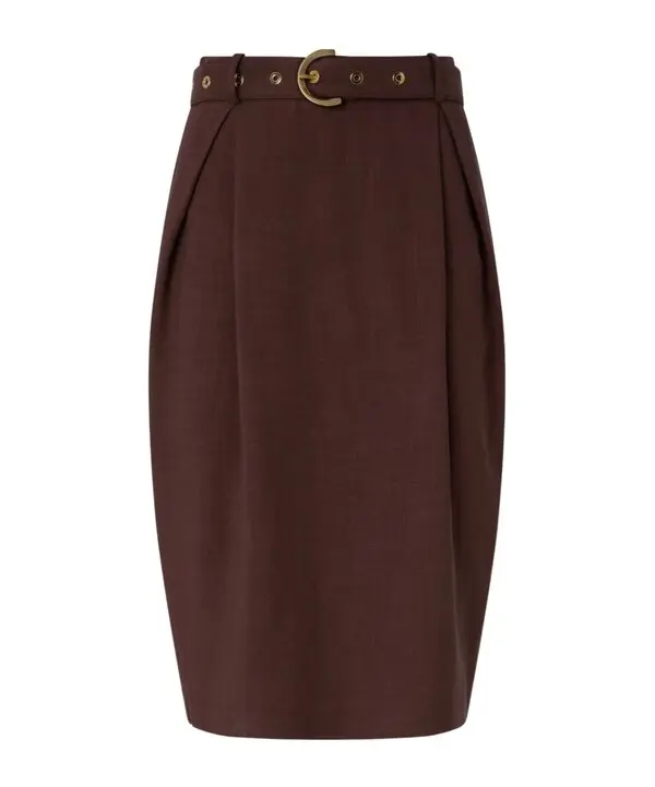 Pinko Belted Pleated Skirt - Red