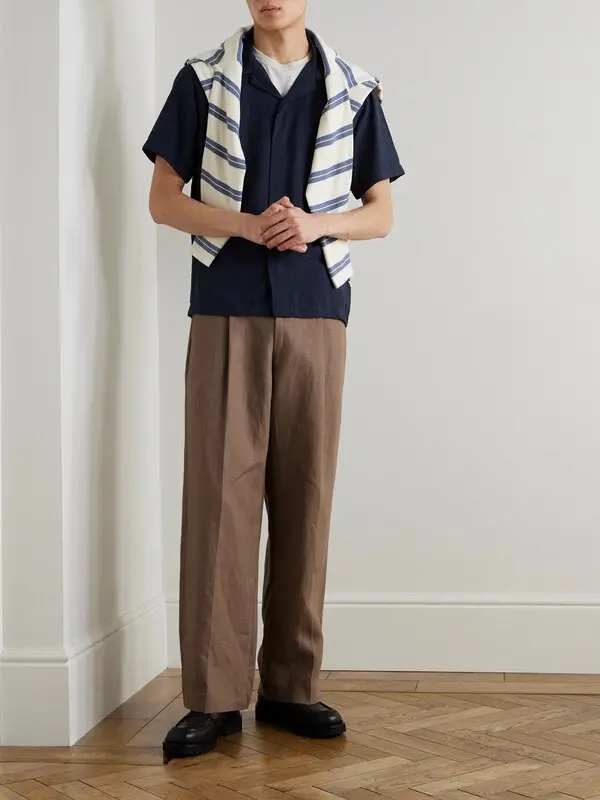 Nn07 Hank 5971 Camp-collar Tencel™ Modal-blend Seersucker Shirt