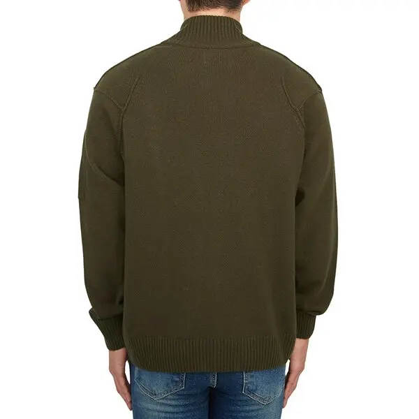 C.P. COMPANY Lambswool Zipped Cardigan - Green