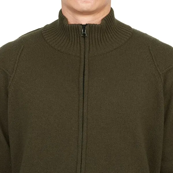C.P. COMPANY Lambswool Zipped Cardigan - Green