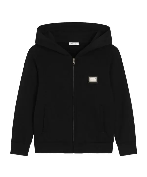Dolce & Gabbana Zip-up Hoodie With Logo Detail - Black