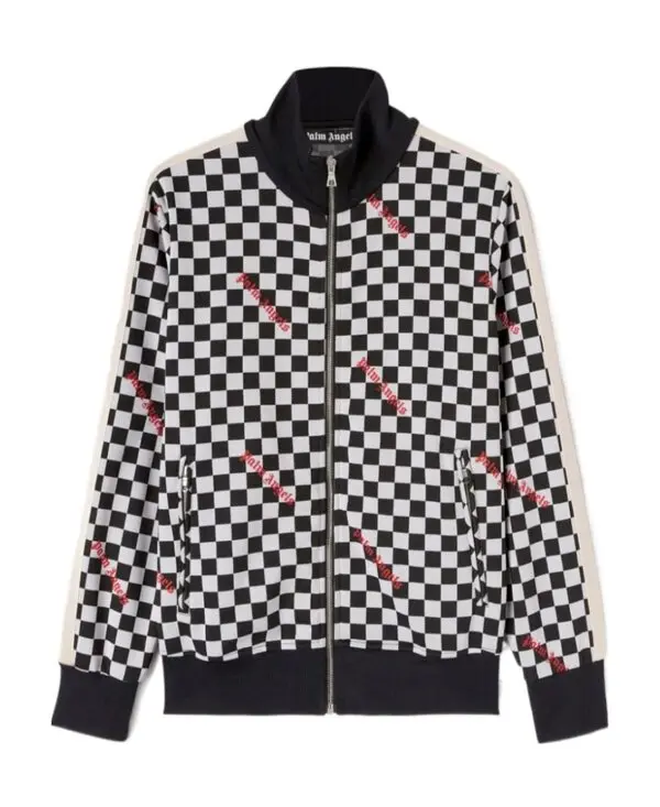 Palm Angels Damier Printed Zipped Track Jacket - Black