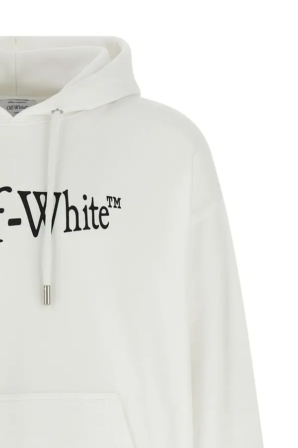 Off-White Logo Print Drawstring Hoodie - White