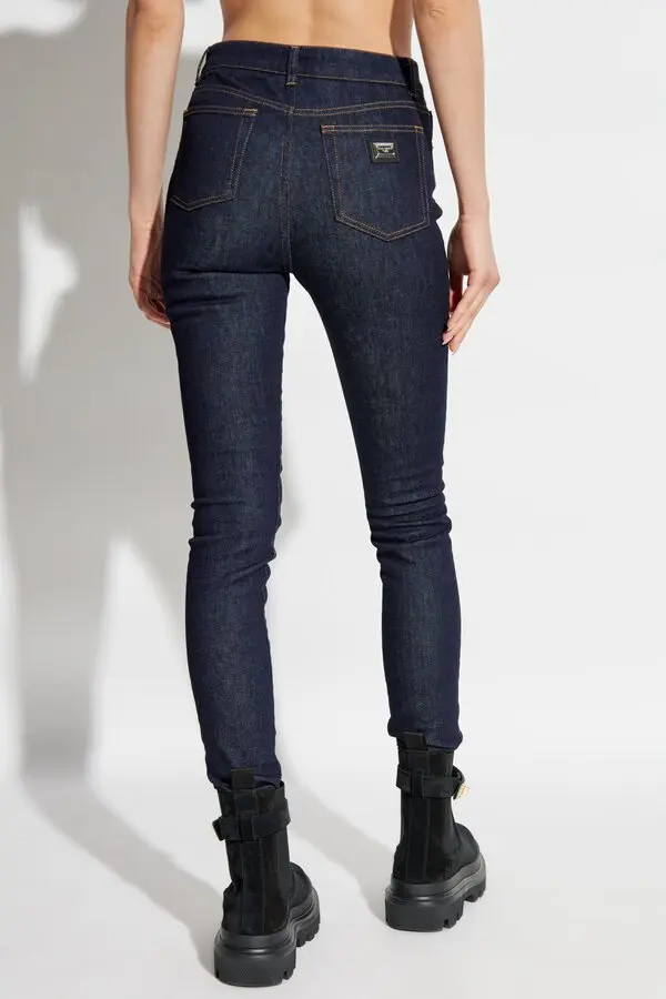 Dolce & Gabbana Logo Plaque Skinny Jeans - Black