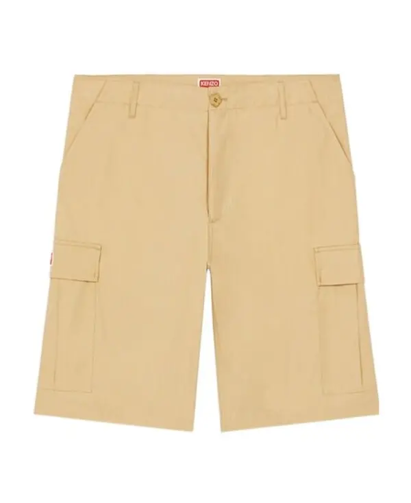Kenzo Knee-length Cargo Shorts With Drawstring Waist - Nude