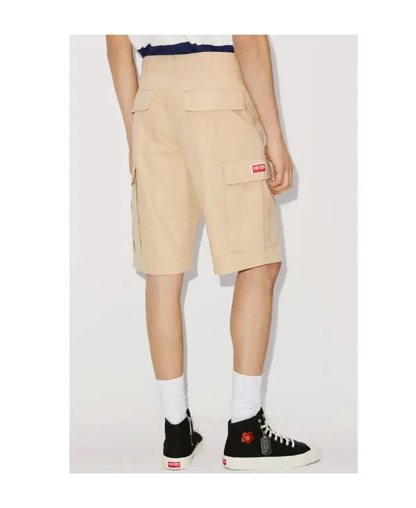 Kenzo Knee-length Cargo Shorts With Drawstring Waist - Nude