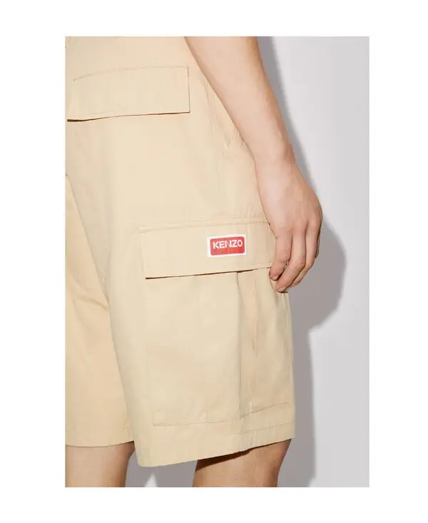 Kenzo Knee-length Cargo Shorts With Drawstring Waist - Nude