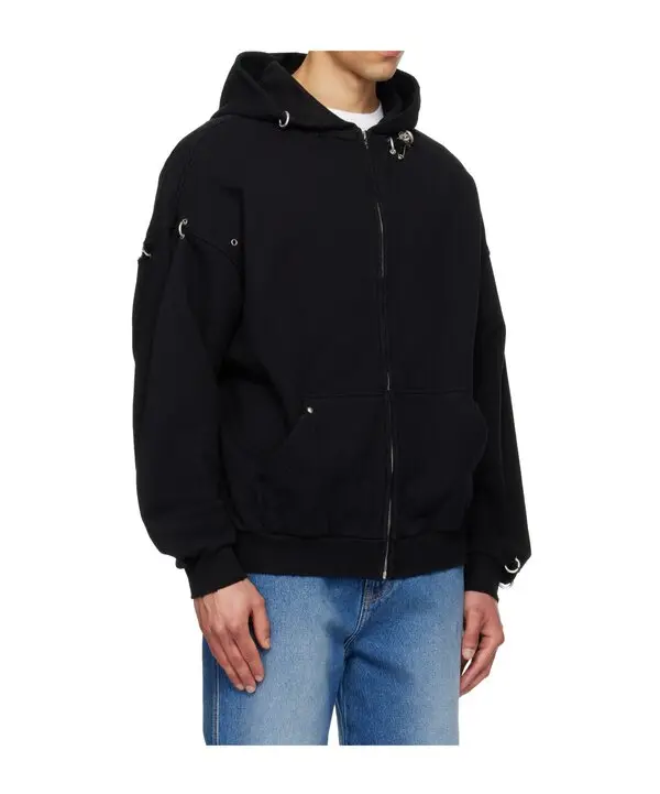 We11Done Zip-up Hoodie With Rose Piercing Detail