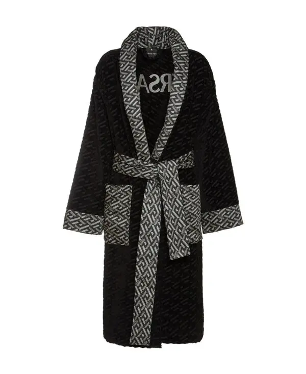 Versace Logo Belt Robe - Black