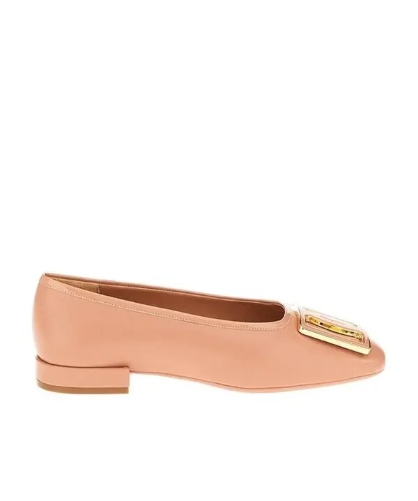 FERRAGAMO Thick Button Ballet Flats - Nude