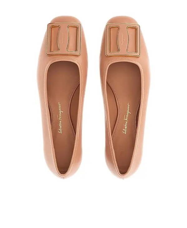 FERRAGAMO Thick Button Ballet Flats - Nude