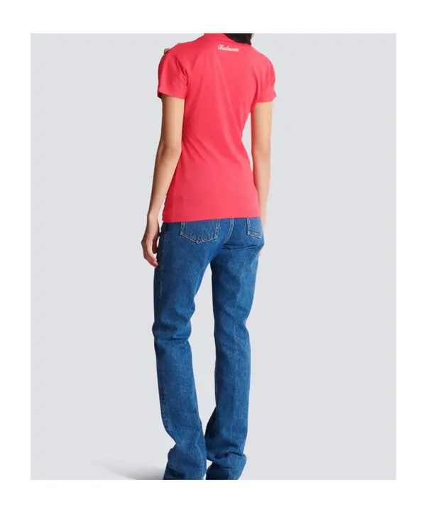 Balmain Embroidered Draped T-shirt - Pink