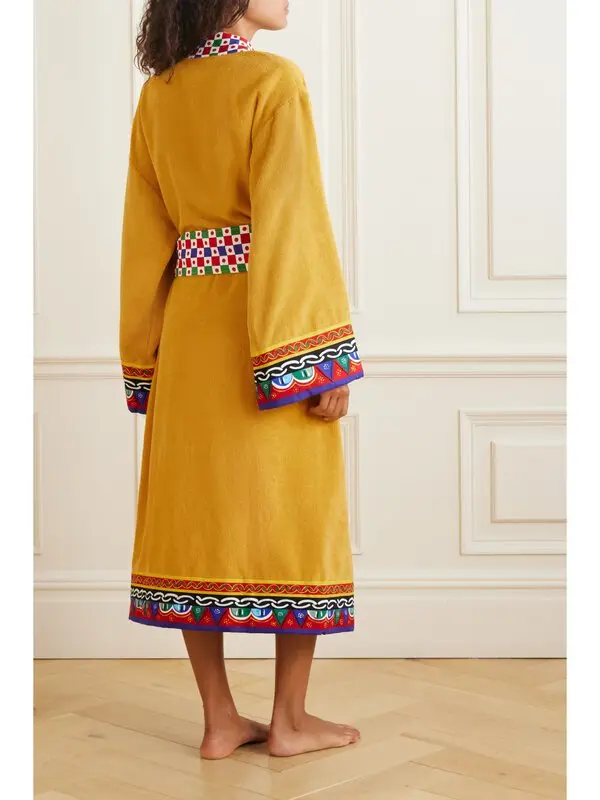 Dolce & Gabbana Carretto Siciliano Printed Trim Bathrobe
