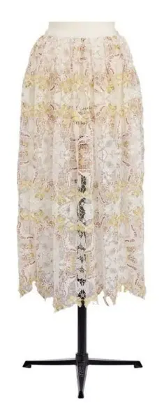 Dior Mid-length Lace Skirt With Pattern Design And Hollow Details - Nude
