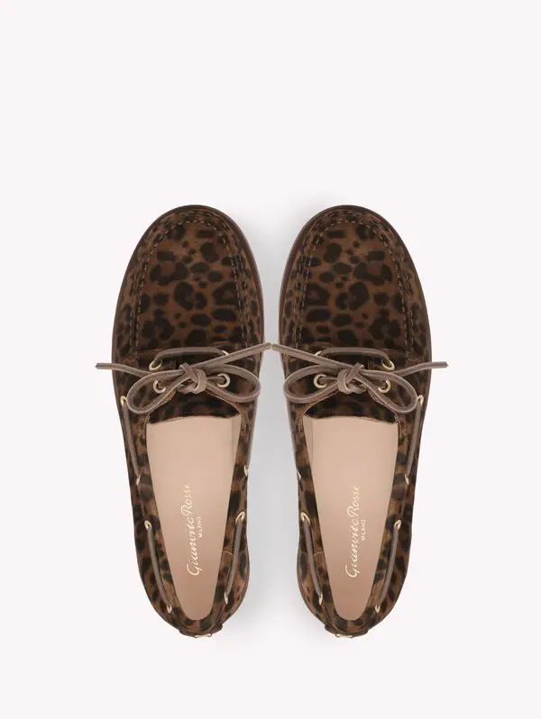 GIANVITO ROSSI Vandee Leopard Print Suede Loafers - Brown