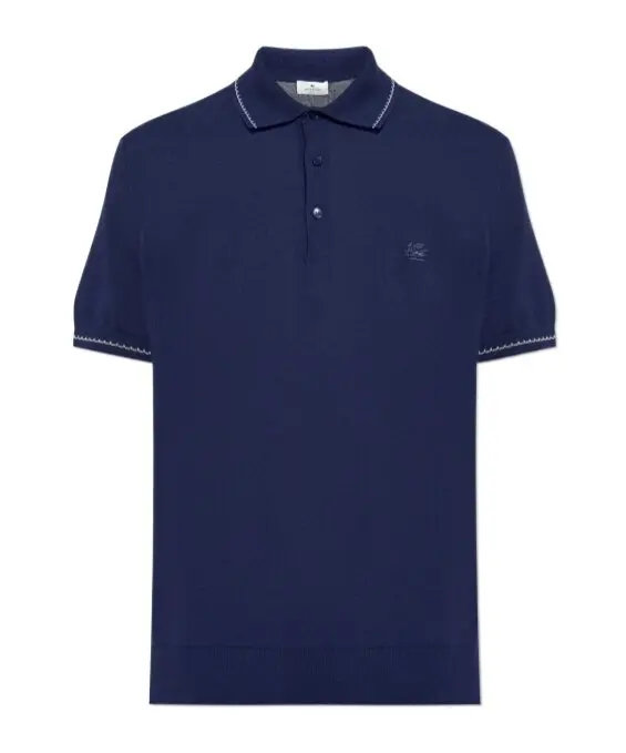 Etro Tro Pegaso Embroidered Knitted Polo Shirt