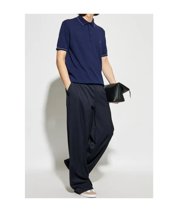 Etro Tro Pegaso Embroidered Knitted Polo Shirt