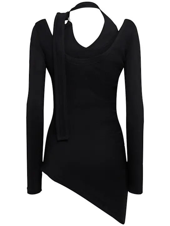 JEAN PAUL GAULTIER Ribbed Cotton Twisted Double-layer Top