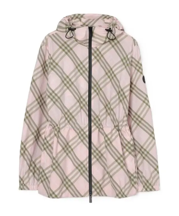 Burberry Check Whitstable Hooded Jacket - Mallow Powder