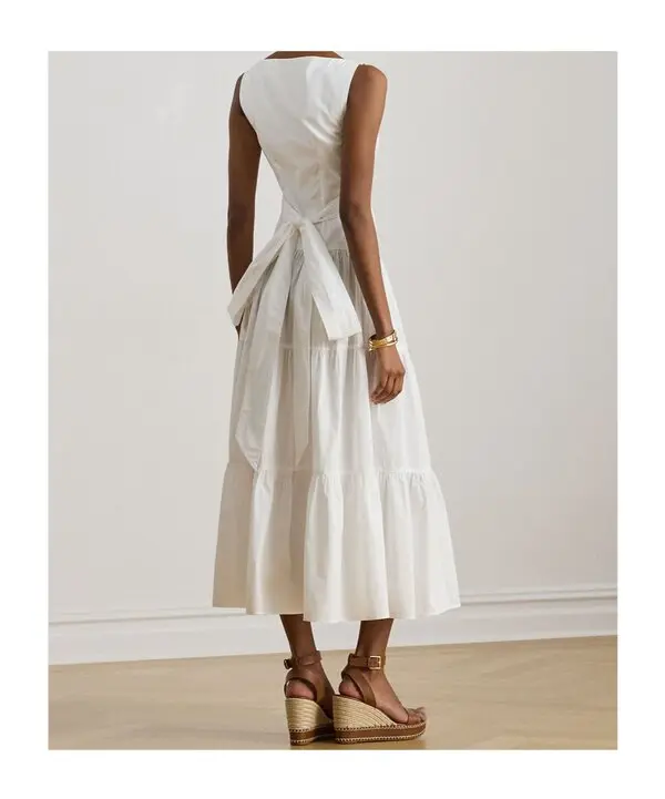 Ralph Lauren Sleeveless Cross-over Detailed Tiered Midi Dress