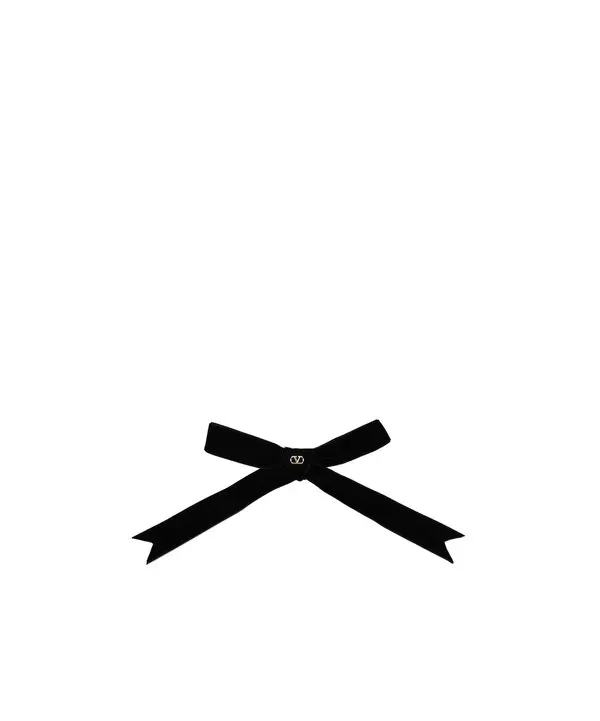 Valentino Garavani Vlogo Plaque Bow Hair Clip - Black