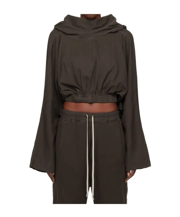 Rick Owens Cropped Hoodie - Dark Gray
