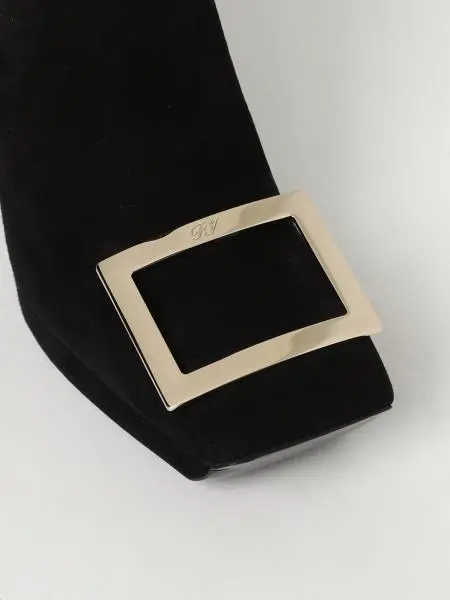 ROGER VIVIER Suede Platform Ankle Boots With Metal Buckle