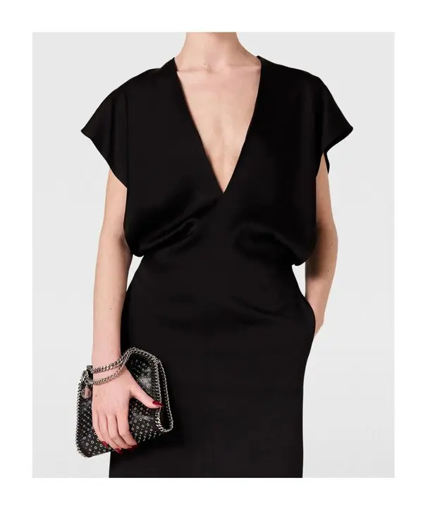 Stella McCartney Deep V-neck Cap Sleeve Midi Dress