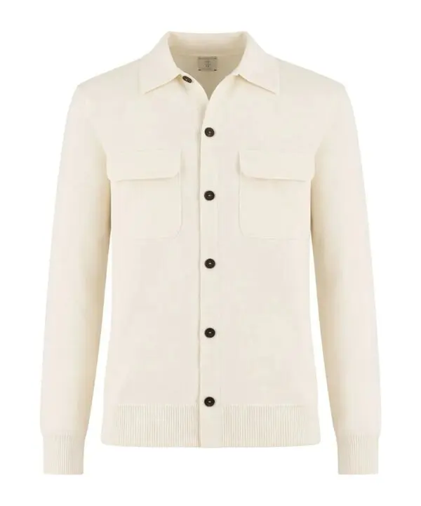 Eleventy Buttoned Shirt-style Knitted Jacket - White