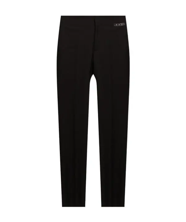 Off-White Logo Patch Straight Leg Tailored Pants - Black