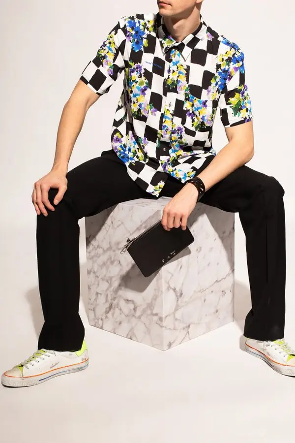 Off-White Logo Patch Straight Leg Tailored Pants