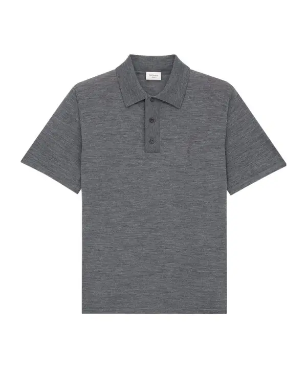 Saint Laurent Cassandre Polo In Wool - Medium Marl Grey