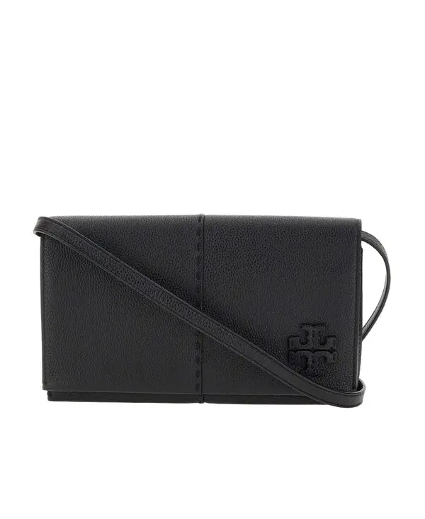 Tory Burch Logo Plaque Shoulder Bag - Black