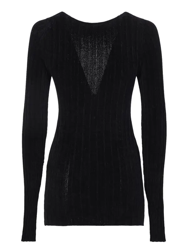 MSGM Knot Detailed Slim Fit Fine Knit Long Sleeve Top