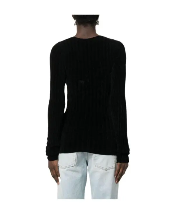 MSGM Knot Detailed Slim Fit Fine Knit Long Sleeve Top