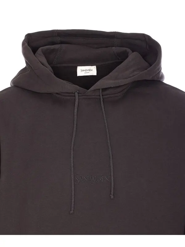 Saint Laurent Embroidered Hoodie - Dark Grey