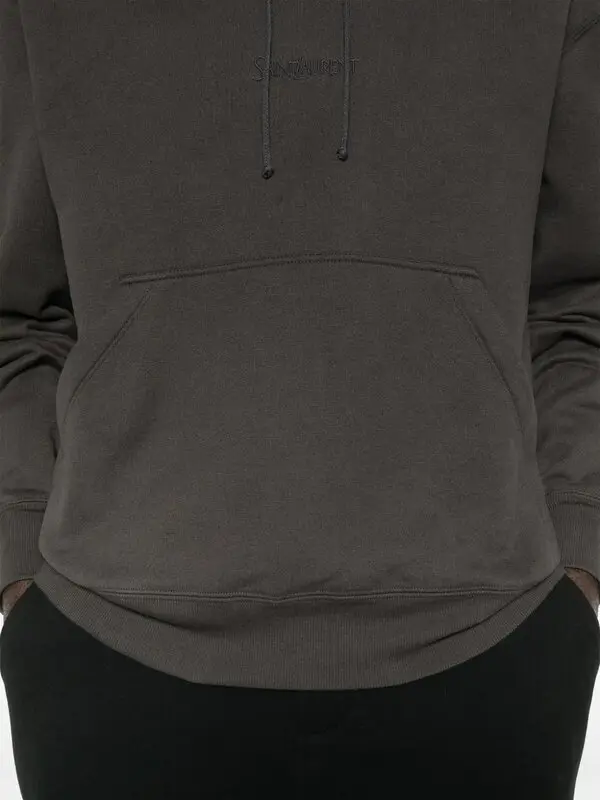 Saint Laurent Embroidered Hoodie - Dark Grey