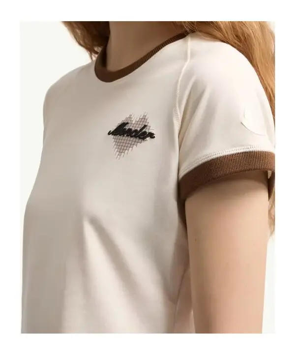 Moncler Logo Embroidered Crewneck T-shirt - Light Beige