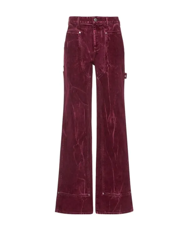Stella McCartney Velvet Straight Leg Jeans - Red