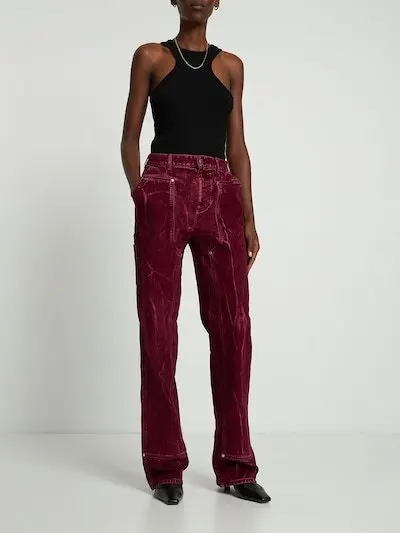Stella McCartney Velvet Straight Leg Jeans - Red
