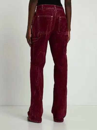 Stella McCartney Velvet Straight Leg Jeans - Red