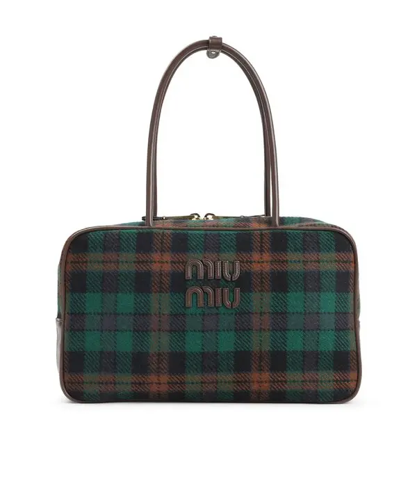 Miu Miu Beau Tartan Top-handle Bag - Black
