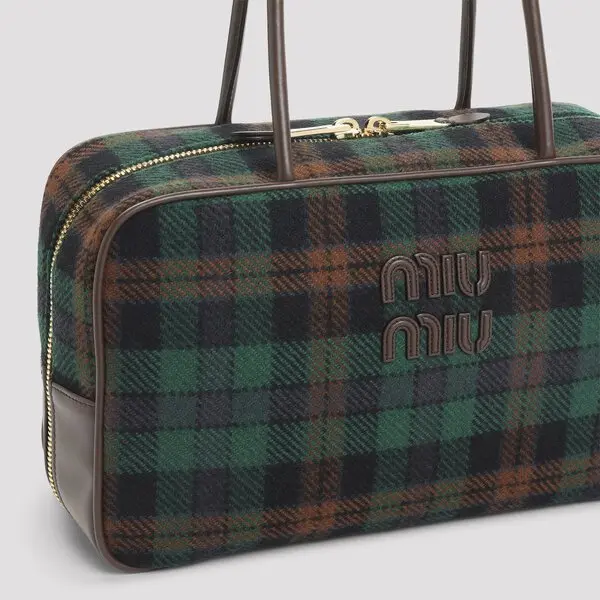 Miu Miu Beau Tartan Top-handle Bag - Black