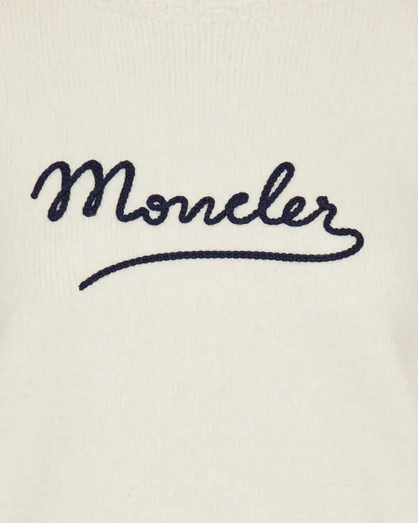 Moncler Embroidered Logo Crew Neck Jumper - White