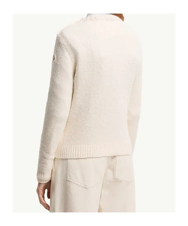 Moncler Embroidered Logo Crew Neck Jumper - White