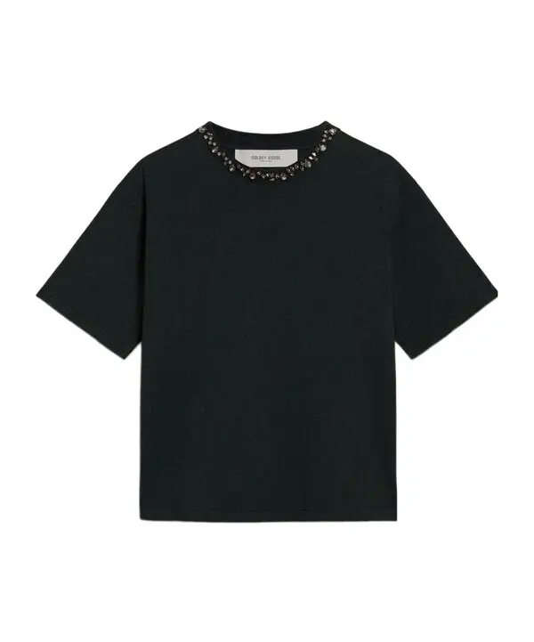 GOLDEN GOOSE Embellished Neck T-shirt - Black